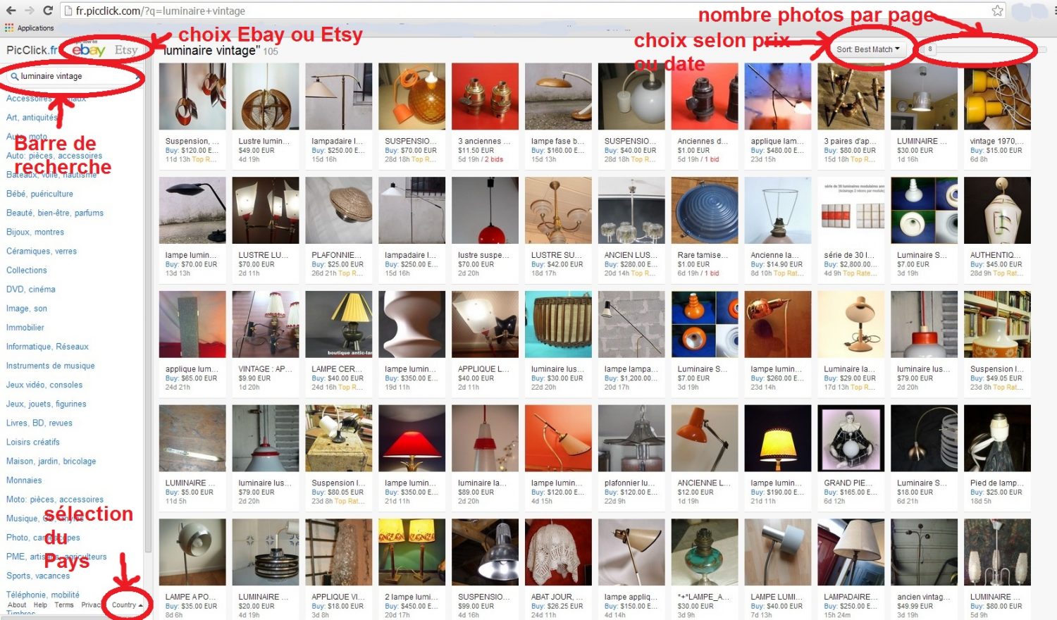 PicClick: pour tout trouver en un clin d’œil sur Etsy, Ebay et Amazon ...